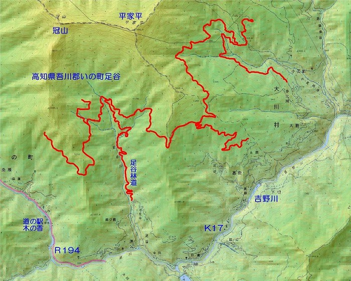 map-93 林道 寒風大座礼西/東線（足谷より東側